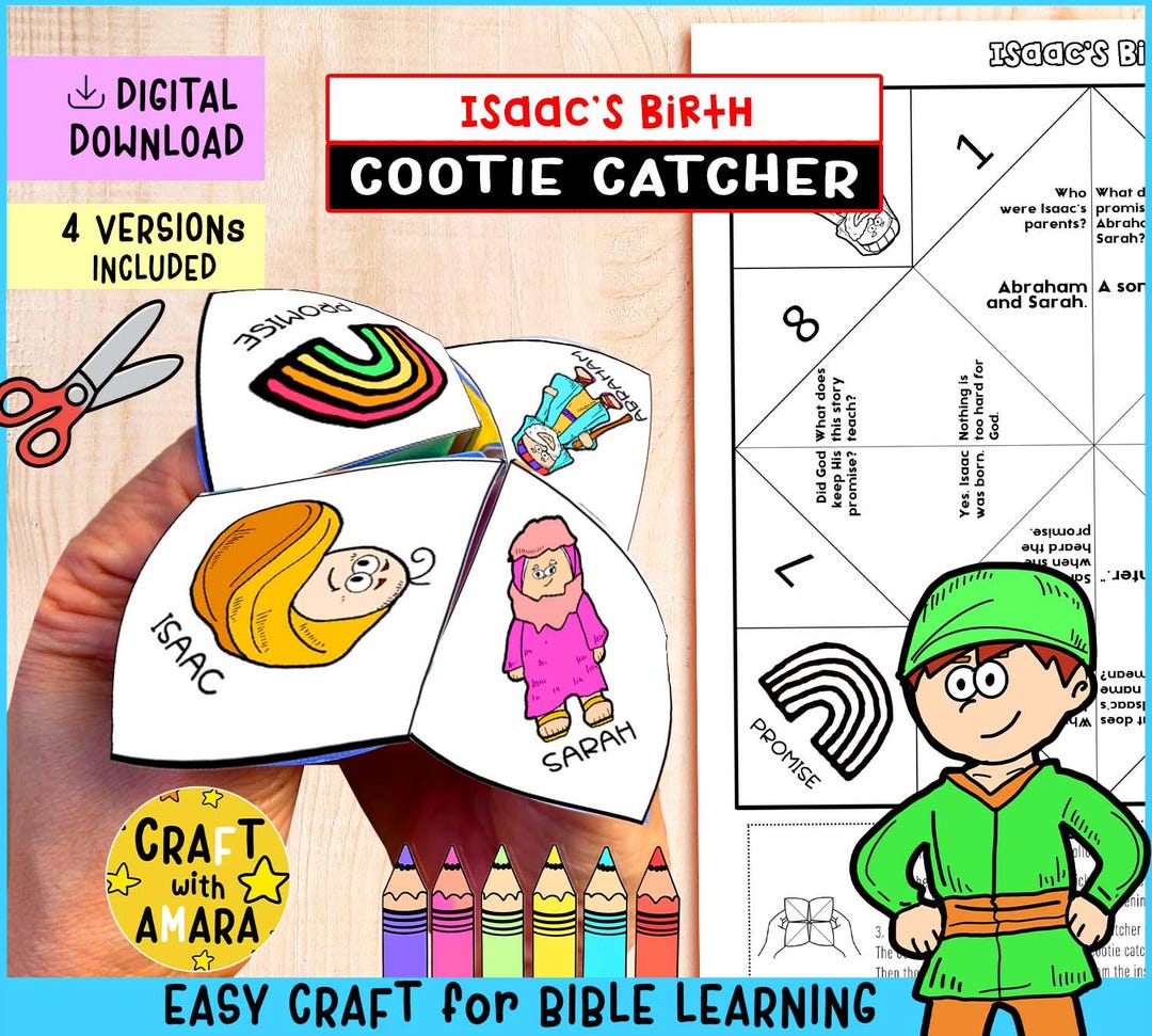 Isaac’s Birth Coloring Cootie Catcher: Bible Sunday School Lesson Craft ...