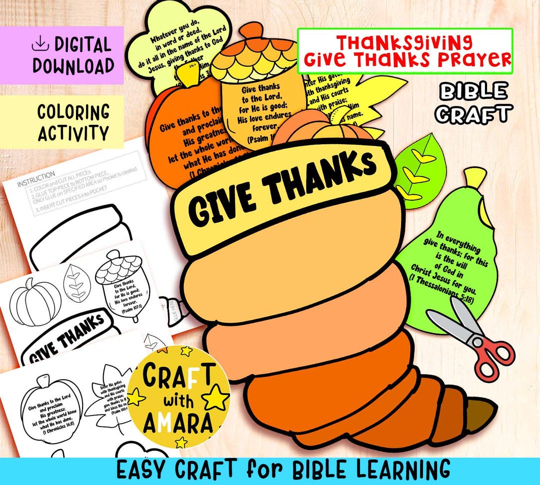 Thanksgiving Give Thanks Prayer Cornucopia Craft: Christian Sunday ...