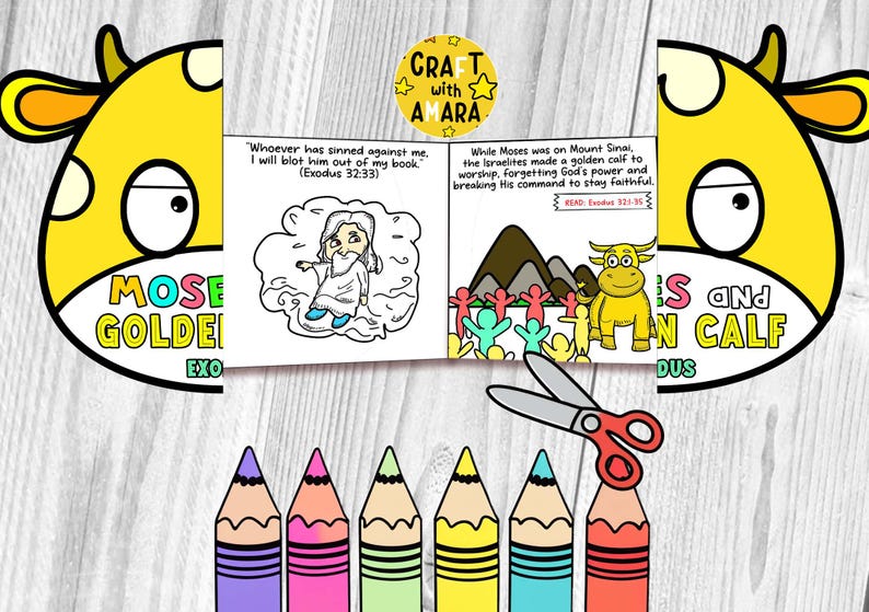 Moses and the Golden Calf Easy Coloring Folding Surprise Bible Craft ...