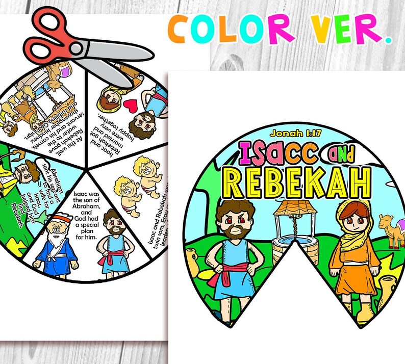 Isaac and Rebekah Spinner Coloring Wheel, Bible Activity, Kids Bible ...