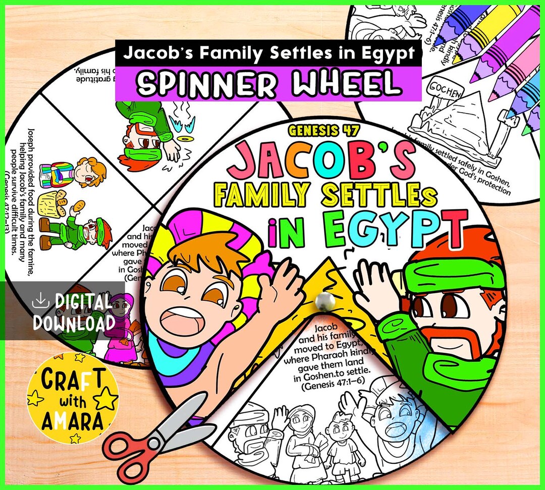 Jacob's Family Settles in Egypt Spinner Coloring Wheel Bible Craft ...
