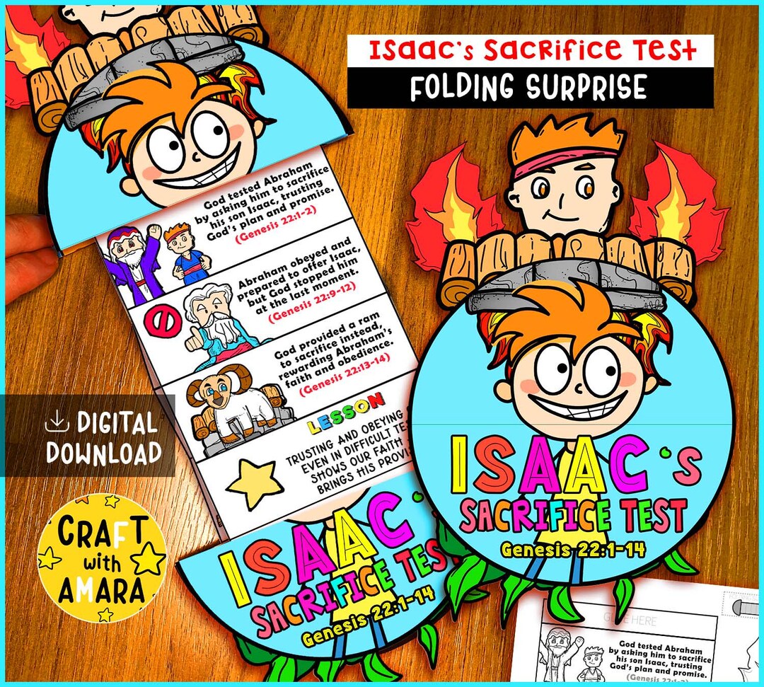 Isaac's Sacrifice Test Folding Surprise Bible Craft, Bible Story Lesson ...