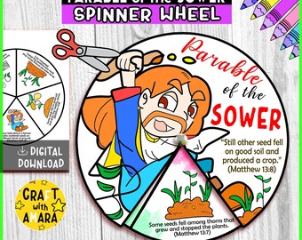 Parable of the Sower Spinner Coloring Wheel Bible Craft: Children ...