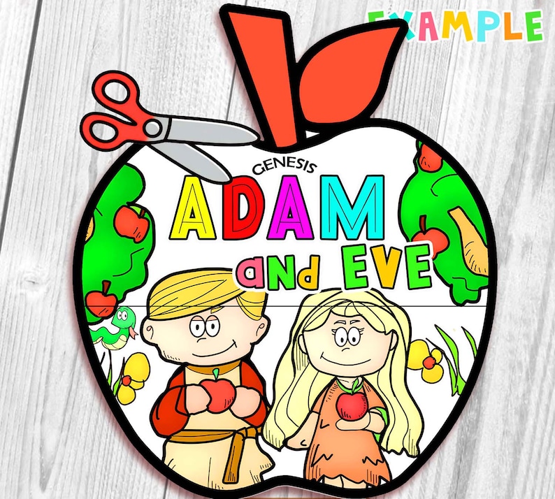 Adam and Eve Folding Surprise Bible Craft, Genesis, Bible Lesson ...