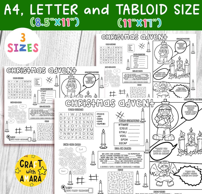 Christmas Advent Activity Placemat: Nativity Advent Bible Story for ...