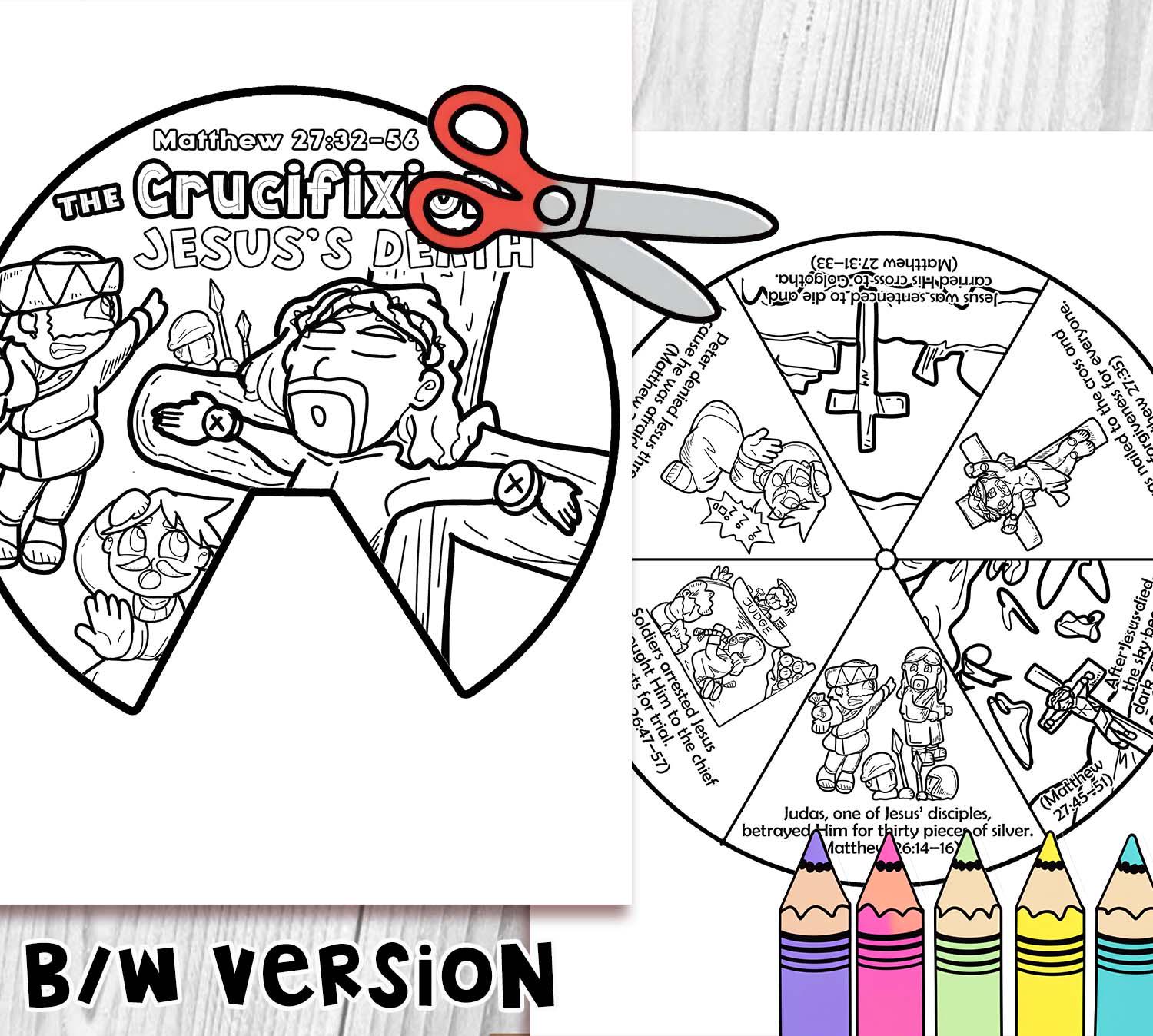The Crucifixion of Jesus Coloring Spinner Coloring Wheel Craft ...