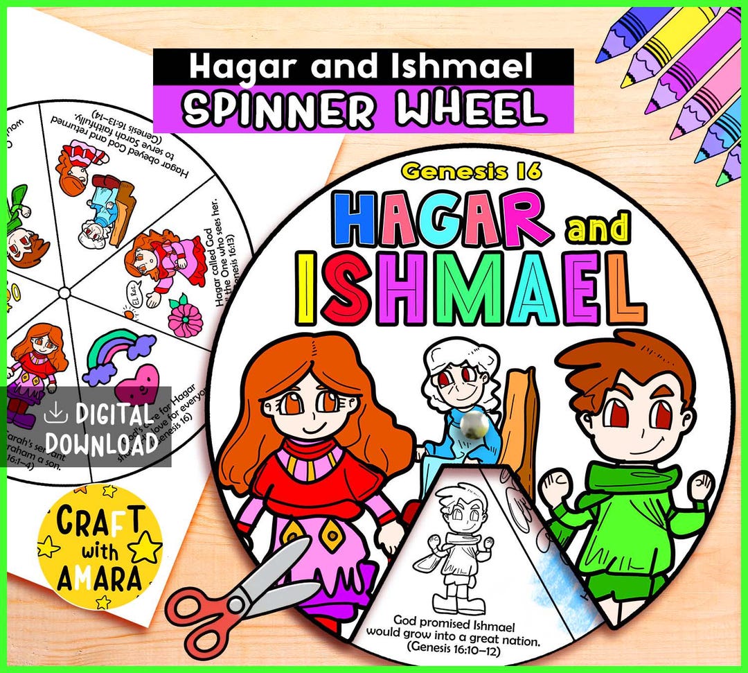 Hagar and Ishmael Spinner Coloring Wheel Craft: Bible Lesson Study ...