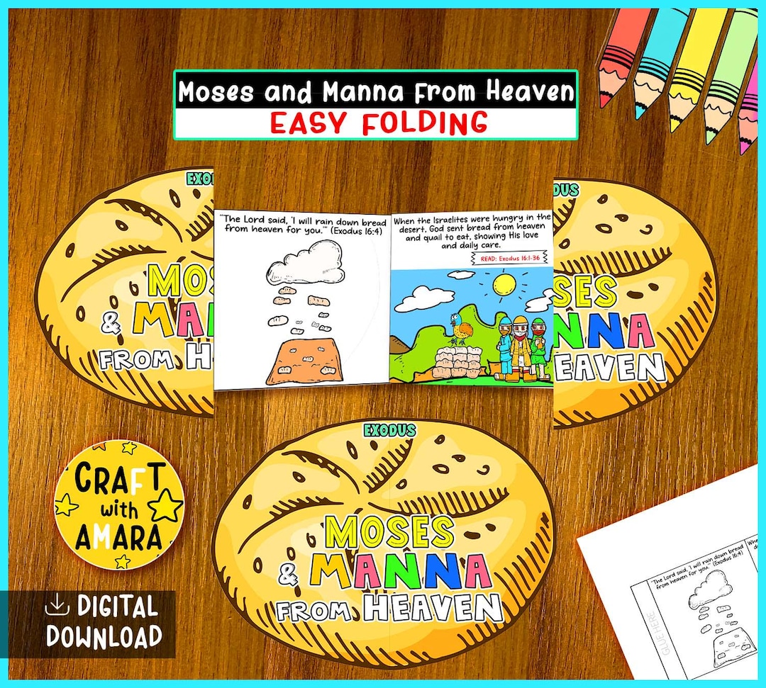 Moses and Manna From Heaven Easy Coloring Folding Surprise Bible Craft ...