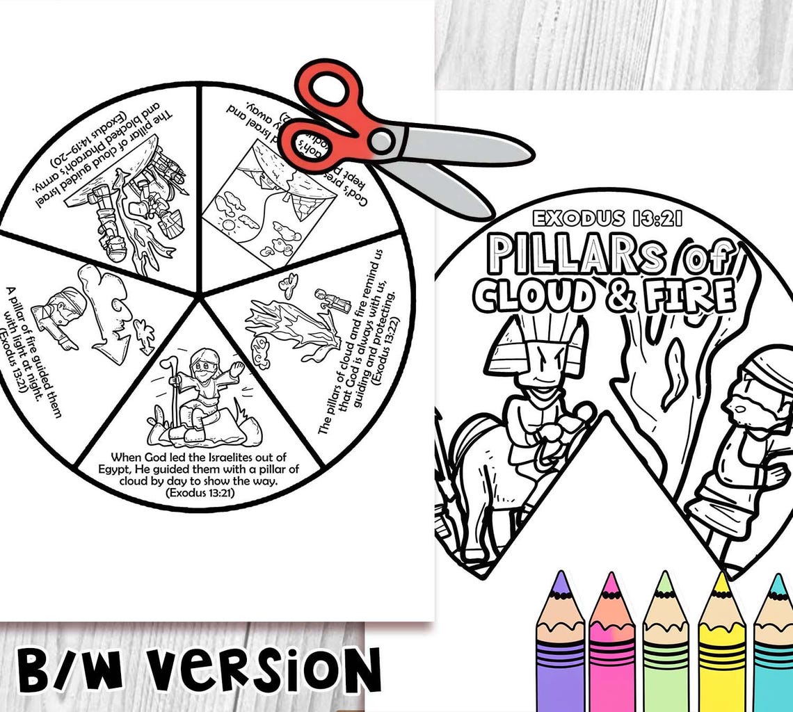 Pillars of Cloud and Fire Spinner Coloring Wheel Craft: Bible Lesson ...