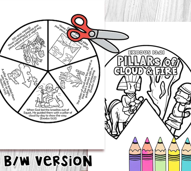 Pillars of Cloud and Fire Spinner Coloring Wheel Craft: Bible Lesson ...