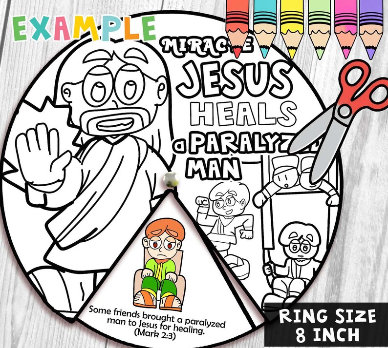 Jesus Heals a Paralyzed Man Spinner Coloring Wheel Bible Craft: Miracle ...