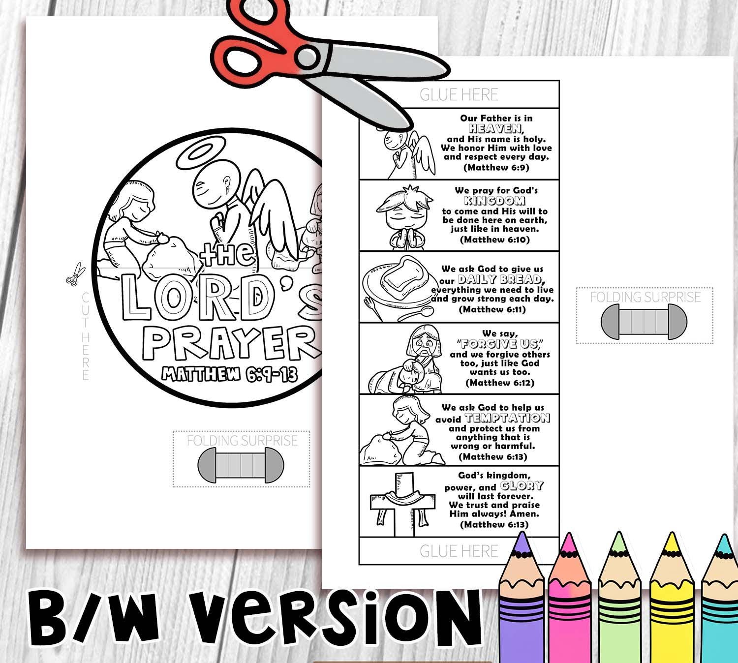 The Lord's Prayer Folding Surprise Bible Craft, Bible Lesson, Memory ...