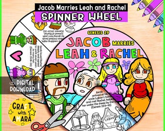 Jacob Marries Leah and Rachel Spinner Coloring Wheel: Bible Lesson ...