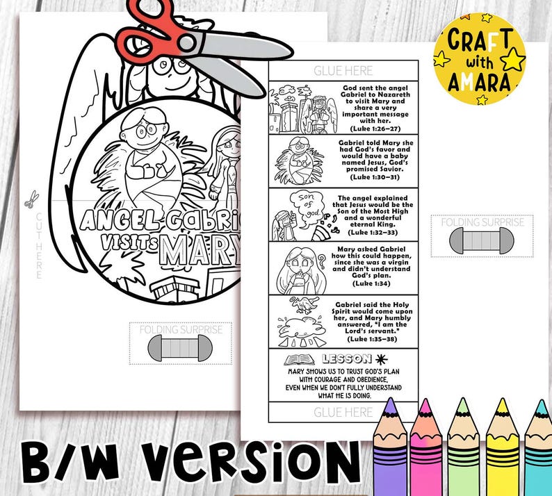 Angel Gabriel Visits Mary Folding Surprise Bible Craft: the ...