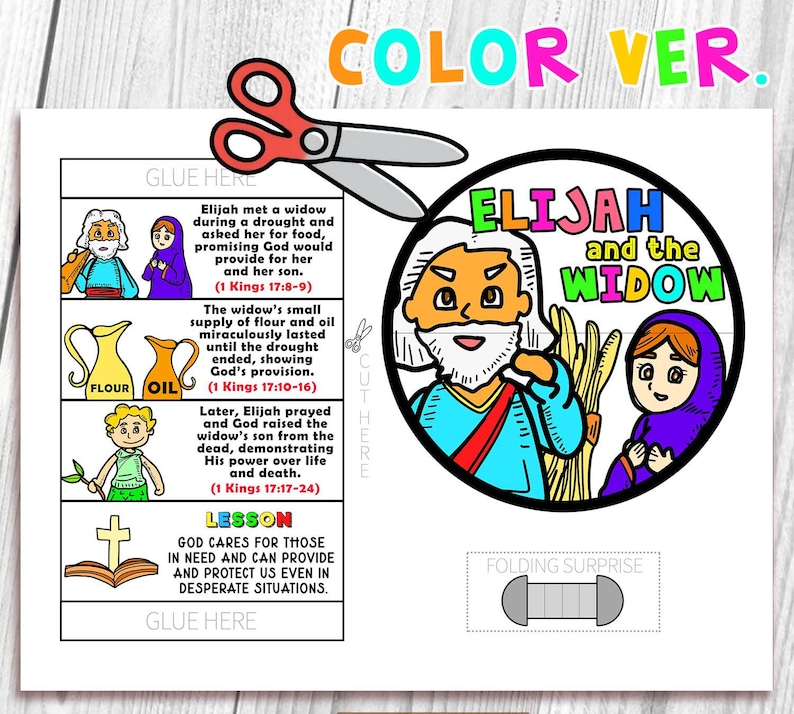 Elijah and the Widow Folding Surprise Bible Craft, Bible Lesson, Sunday ...