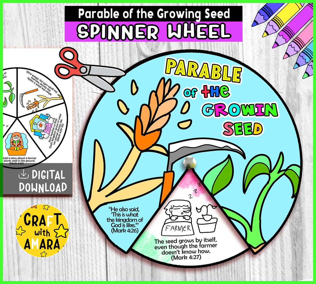 Parable of the Growing Seed Spinner Coloring Wheel Bible Craft ...