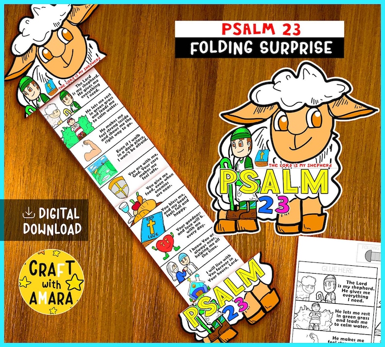 PSALM 23 Folding Surprise Bible Craft: Bible Study Lesson, Sunday ...