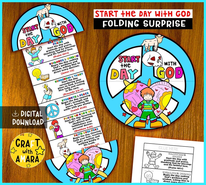 Start the Day With God Folding Surprise Bible Craft: Christian ...