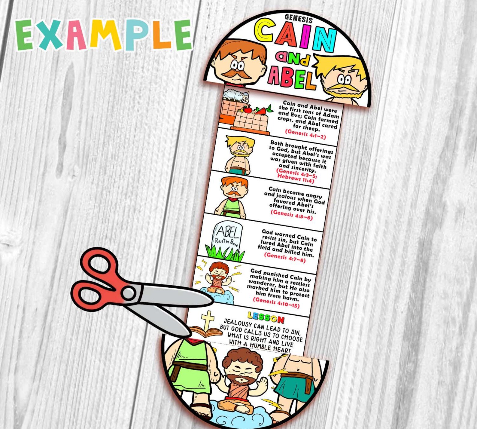 Cain and Abel Coloring Folding Surprise Bible Craft: Bible Lesson ...