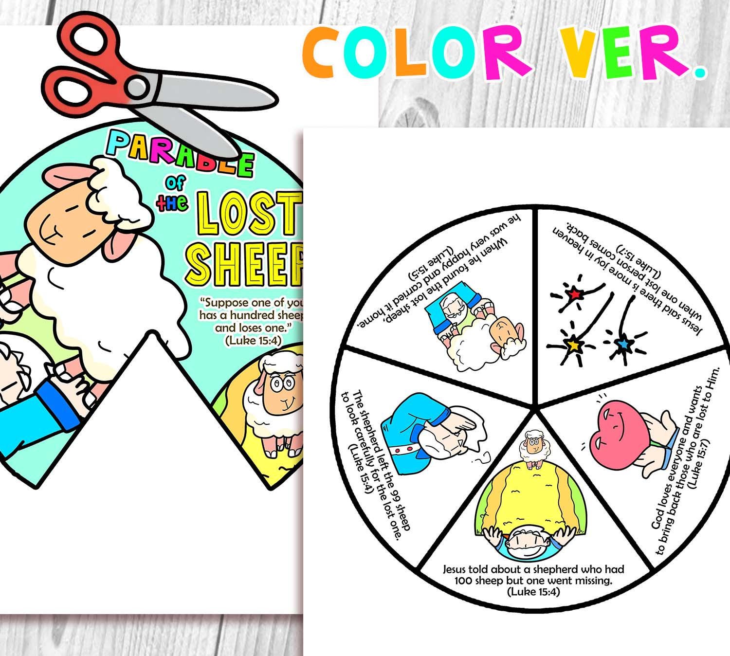 Parable of the Lost Sheep Spinner Coloring Wheel Bible Craft: Sunday ...