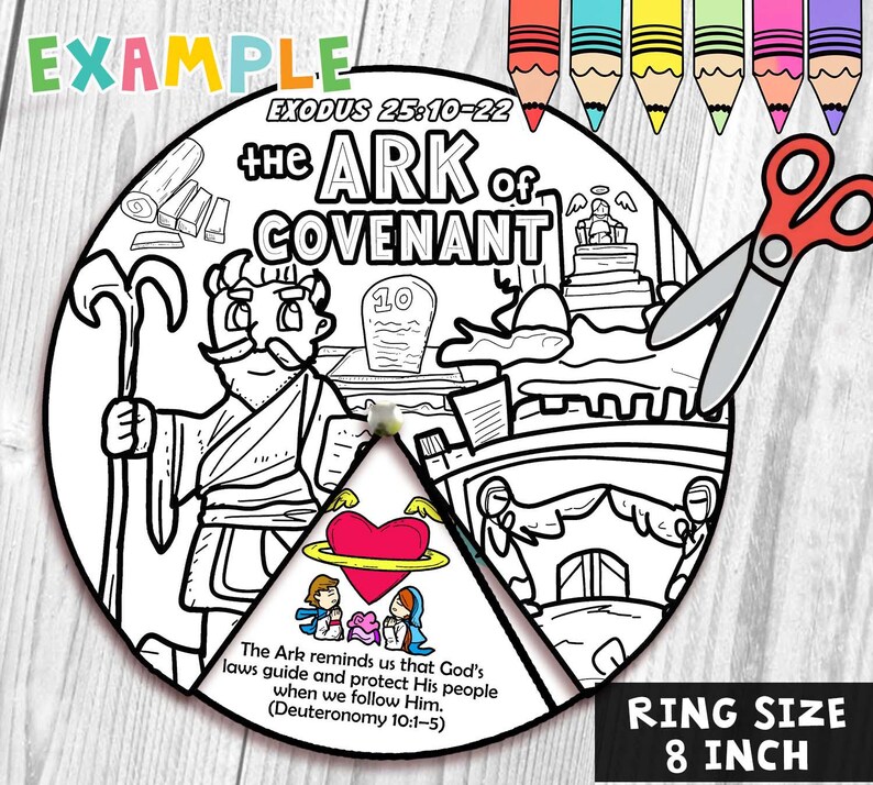 The Ark of the Covenant Spinner Coloring Wheel: Bible Activity for Kids ...