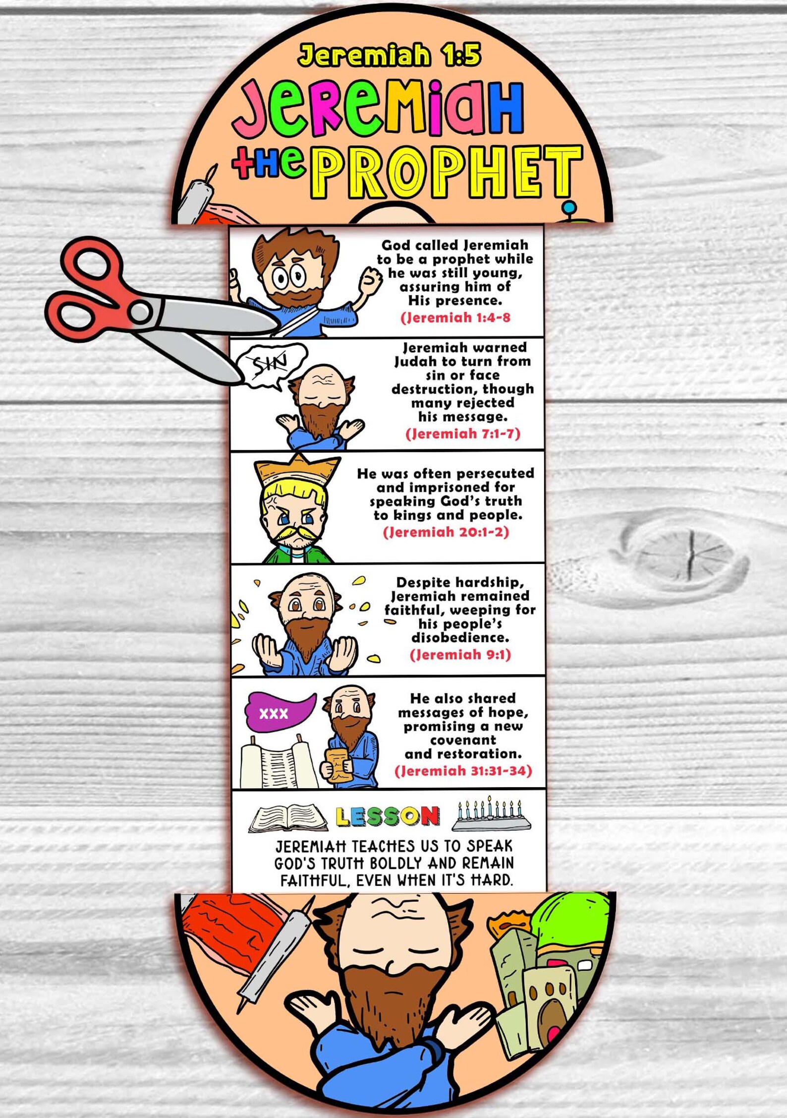 Jeremiah the Prophet Folding Surprise, Bible Craft, Bible Story Lesson ...