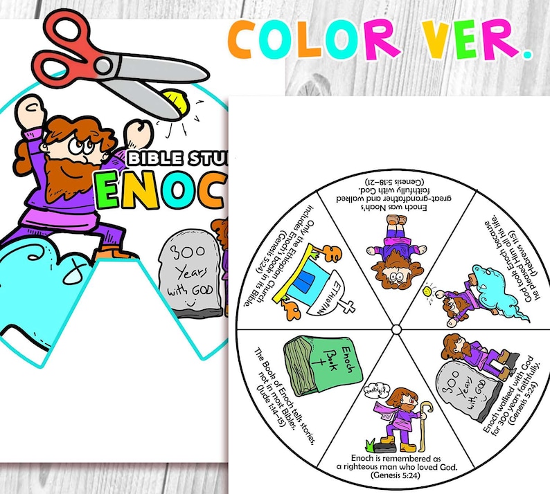 ENOCH Spinner Coloring Wheel, Bible Craft Activity Kid, Bible Story ...