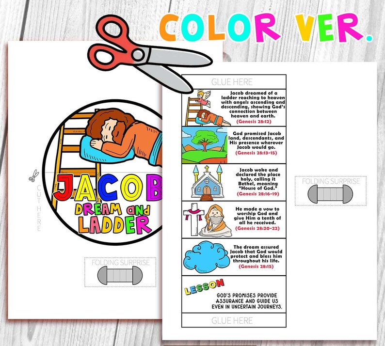 Jacob’s Dream and Ladder Folding Surprise Bible Craft, Bible Lesson ...
