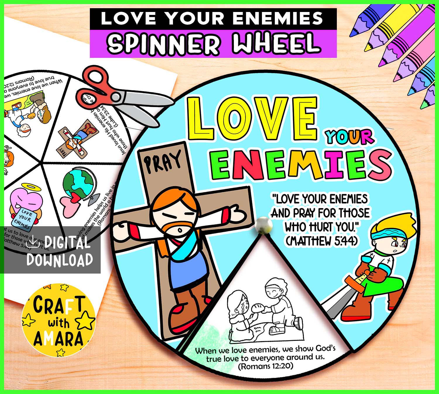 Love Your Enemies Spinner Wheel Bible Craft: Bible Lesson Study Guide ...
