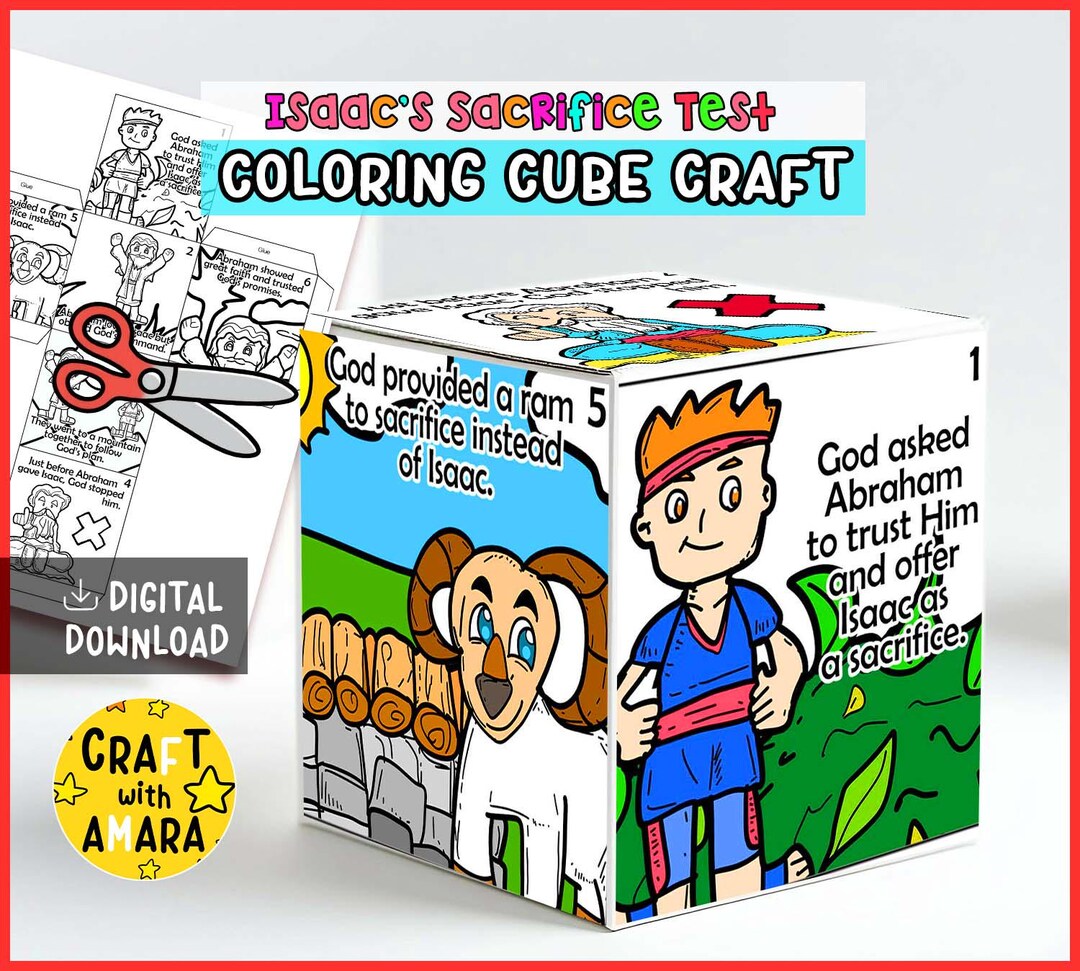 Isaac's Sacrifice Test Coloring Cube Craft, Memory Games, Bible Craft ...