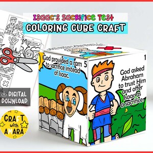 Isaac's Sacrifice Test Coloring Cube Craft, Memory Games, Bible Craft ...