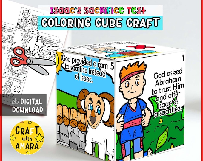 Isaac's Sacrifice Test Coloring Cube Craft, Memory Games, Bible Craft ...