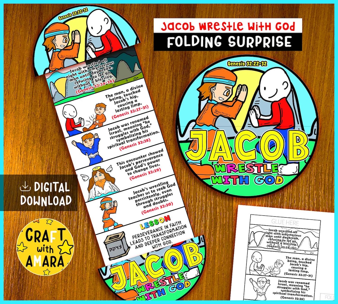 Jacob Wrestle With God Folding Surprise, Bible Craft, Bible Story ...