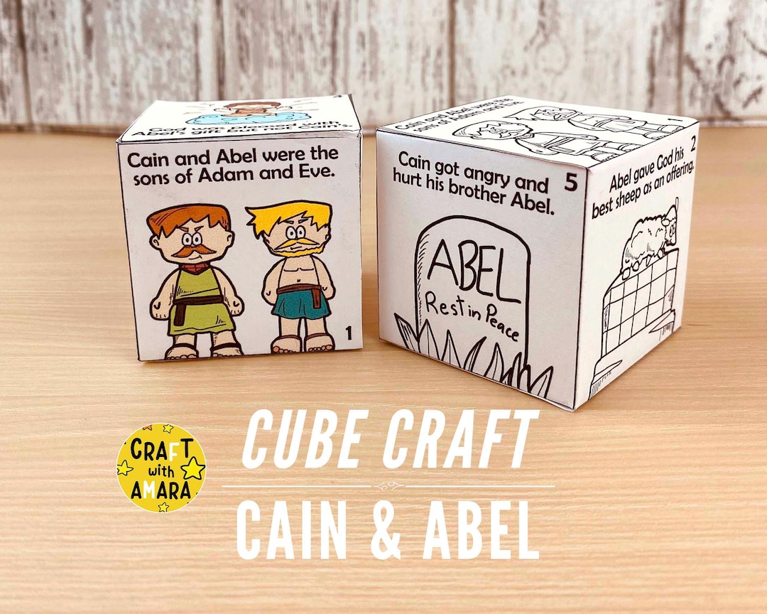 Cain and Abel Coloring Cube Craft, Memory Games, Bible Craft for Kids ...