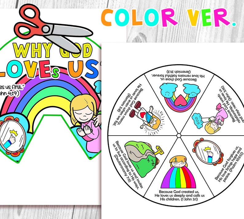 Why God Loves Us? Spinner Coloring Wheel, Bible Craft Activity ...