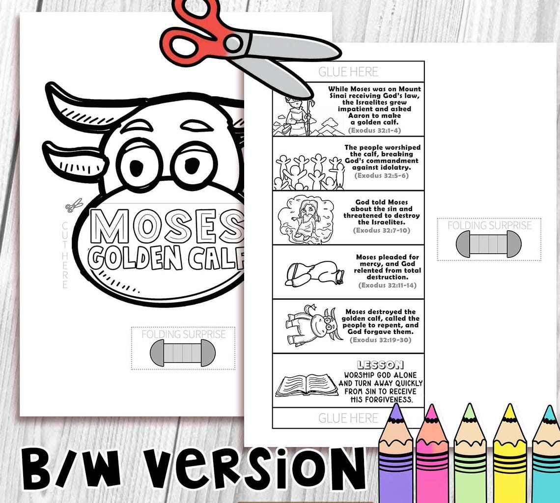 Moses and the Golden Calf Folding Surprise Bible Craft, Bible Lesson ...