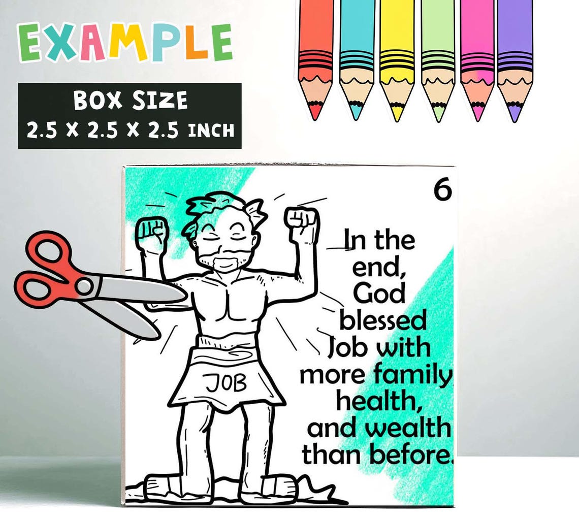 Story of JOB Coloring Cube Craft: Memory Games, Bible Study Lesson ...