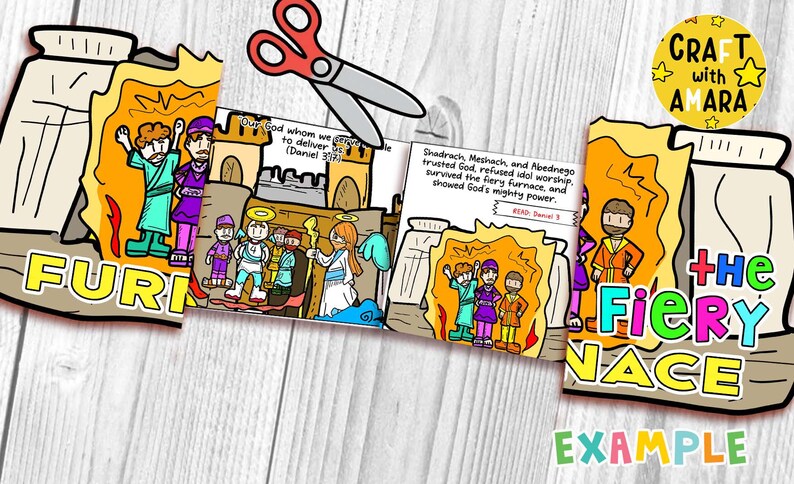 Shadrach Meshach and Abednego (the Fiery Furnace) Easy Coloring Folding ...