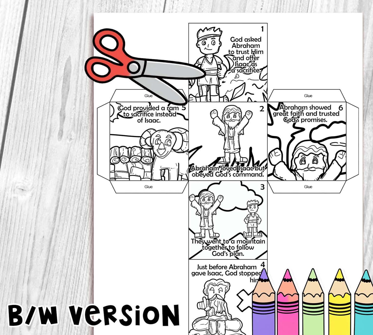 Isaac's Sacrifice Test Coloring Cube Craft, Memory Games, Bible Craft ...