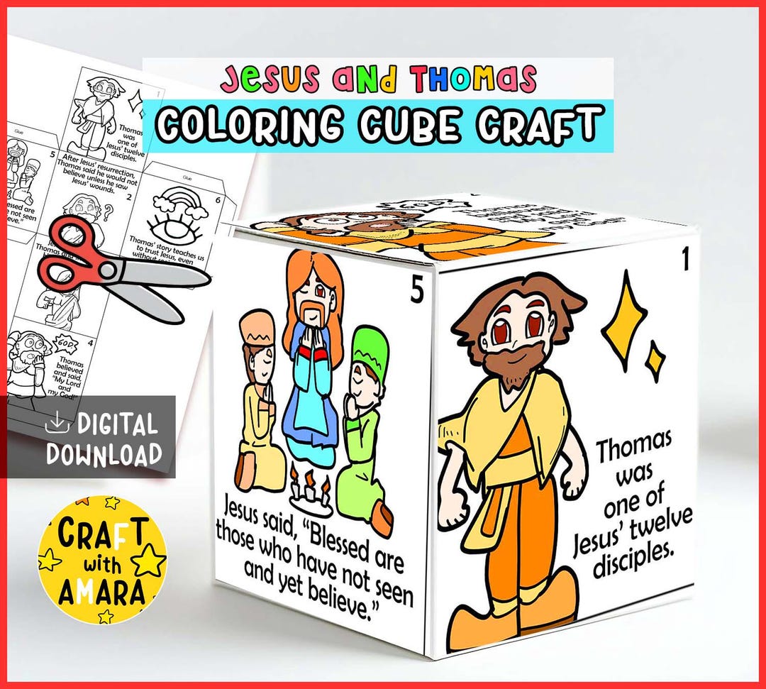 Jesus and Thomas Coloring Cube Bible Craft: Memory Games, Children ...