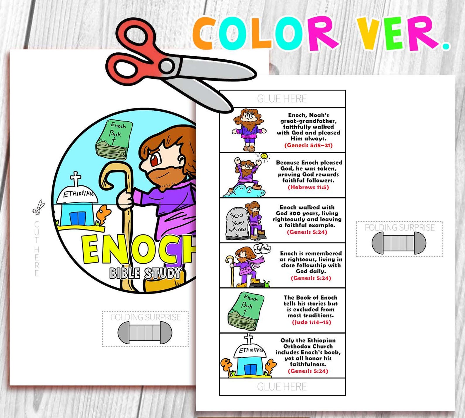 ENOCH Folding Surprise Coloring Bible Craft: Bible Story Lesson, Sunday ...