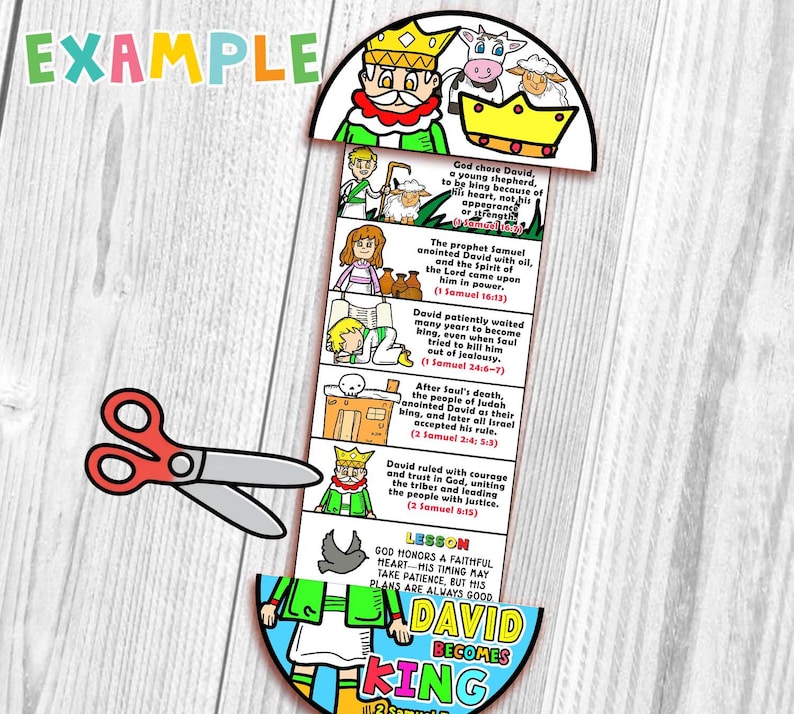 David Becomes King Folding Surprise, Bible Craft, Bible Story Lesson ...