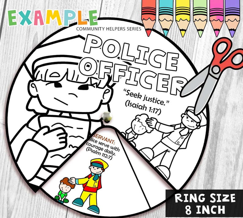 COMMUNITY HELPERS: Police Officer Spinner Coloring Wheel Craft ...