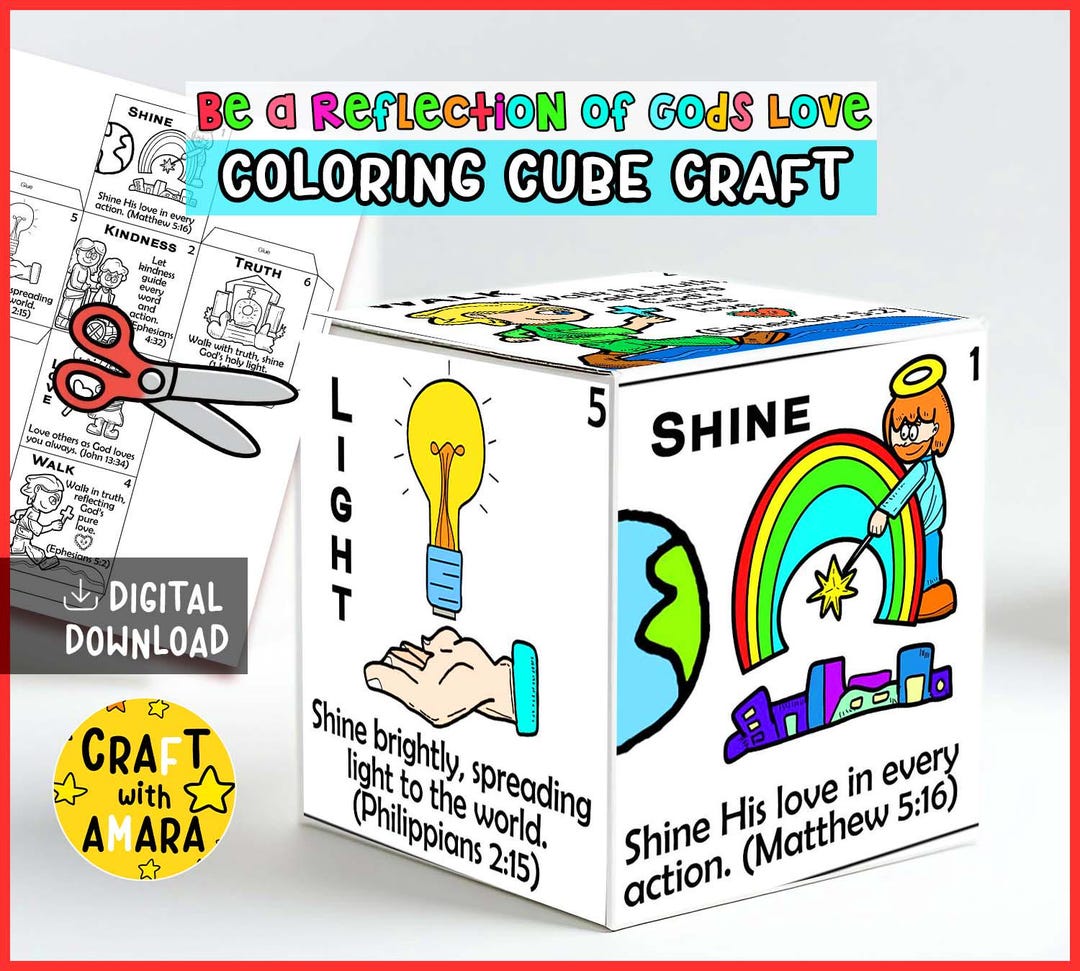 Be a Reflection of God's Love Coloring Cube Craft: Affirmation of God ...