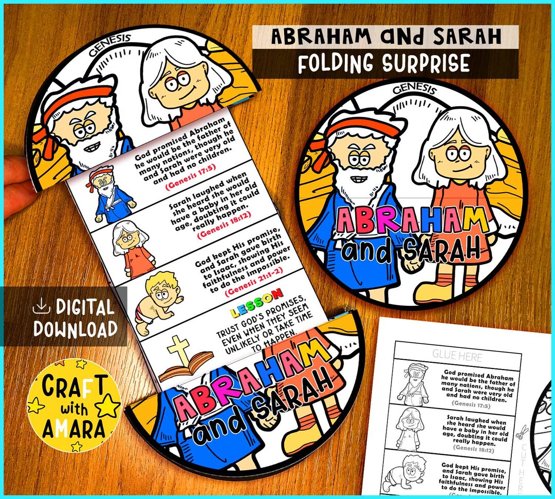 Abraham and Sarah Folding Surprise Bible Craft, Bible Lesson, Sunday ...