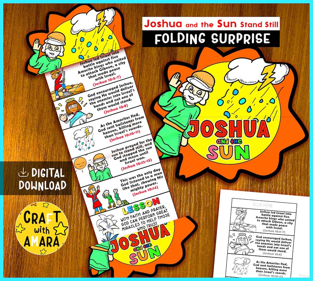 Joshua and the Sun Stand Still Folding Surprise Bible Craft, Bible ...