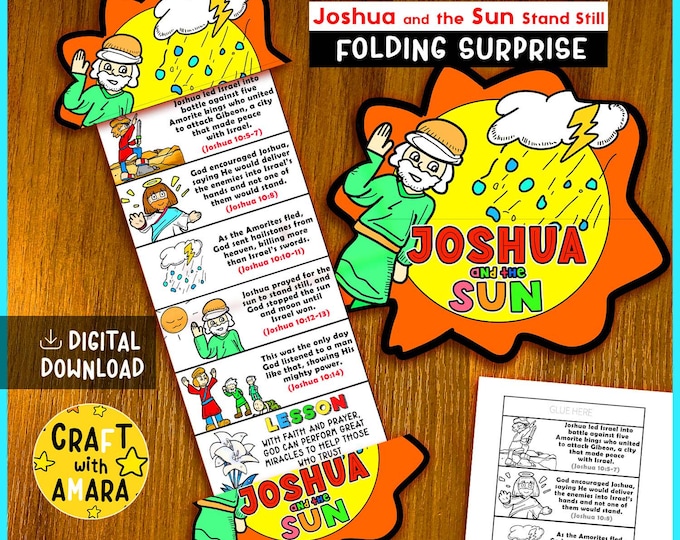 Joshua and the Sun Stand Still Folding Surprise Bible Craft, Bible ...