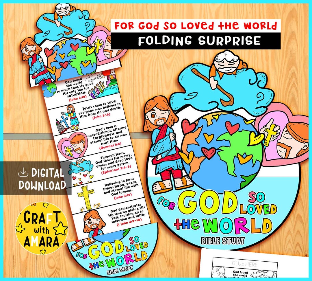 John 3:16 for God so Loved the World Folding Surprise Bible Craft ...