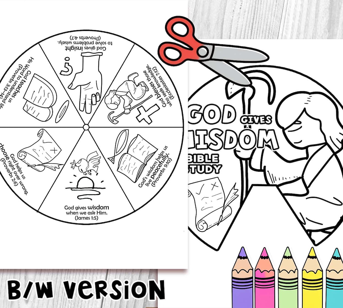 God Gives Wisdom Spinner Coloring Wheel Craft: Christian Faith, Bible ...