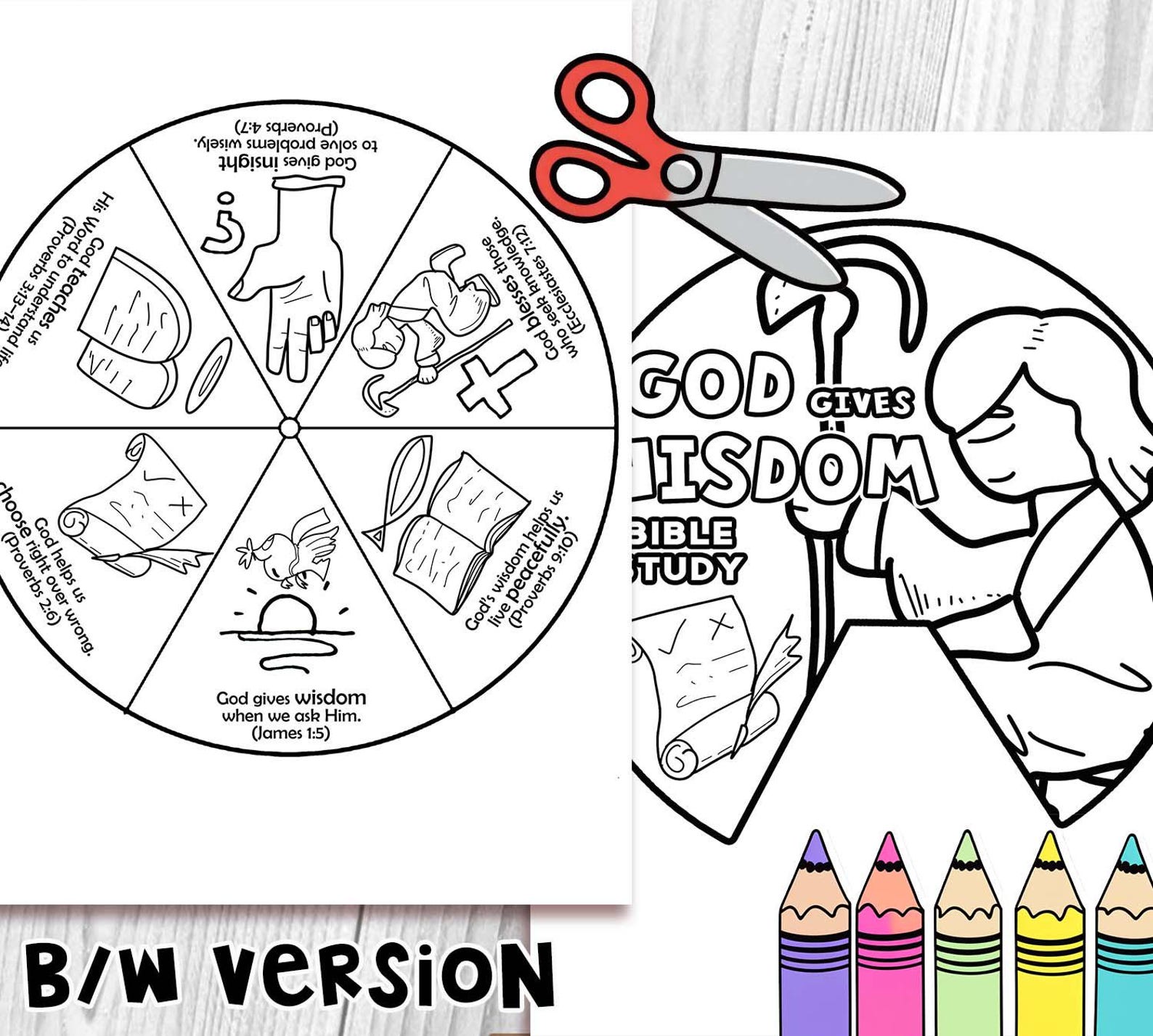 God Gives Wisdom Spinner Coloring Wheel Craft: Christian Faith, Bible ...